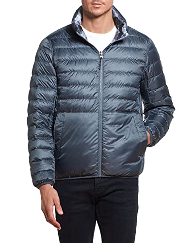 Tumi TumiPax Men's Recycled Reversible Packable Travel Puffer Jacket, Grey Camo, x-Large