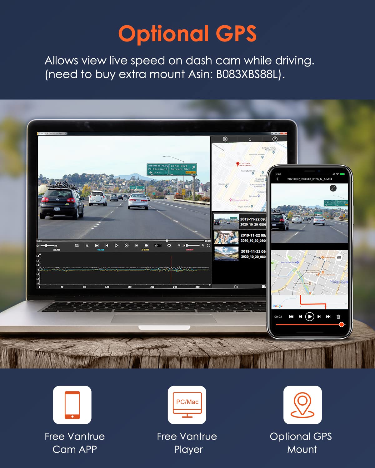 Vantrue X4S Real 4K 5G WiFi Dash Cam, 2160P Car Camera with Free App, 24/7 Parking Mode, Night Vision, Optional GPS, Motion Detection, Collision Detection, 1080P@120FPS, Capacitor, Support 512GB Max