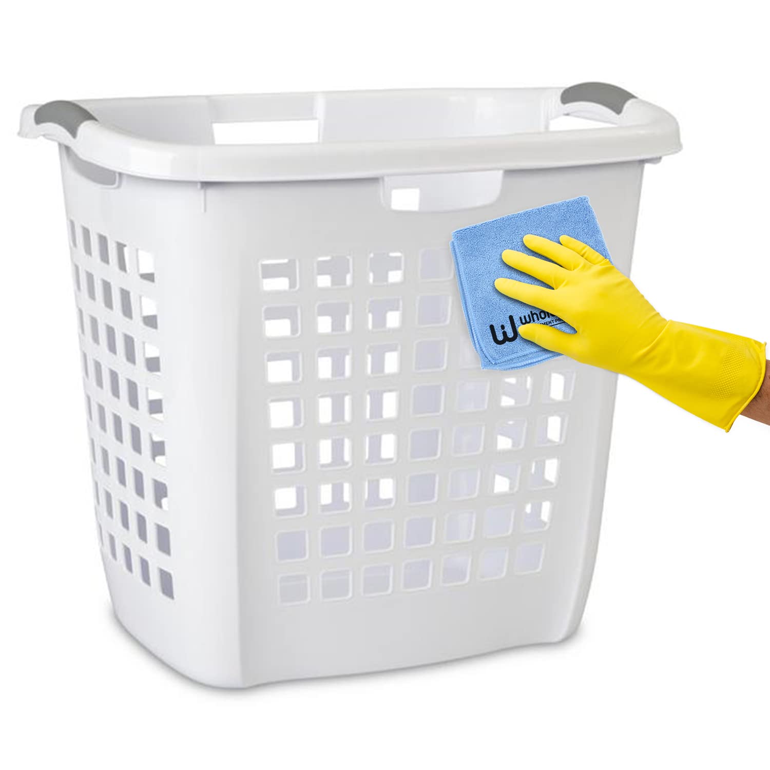 Sterilite Plastic Laundry Hamper with Handles, Portable Large Laundry Basket for Clothes for Home Bathroom Bedroom and College, Wholesalehome Cloth Included