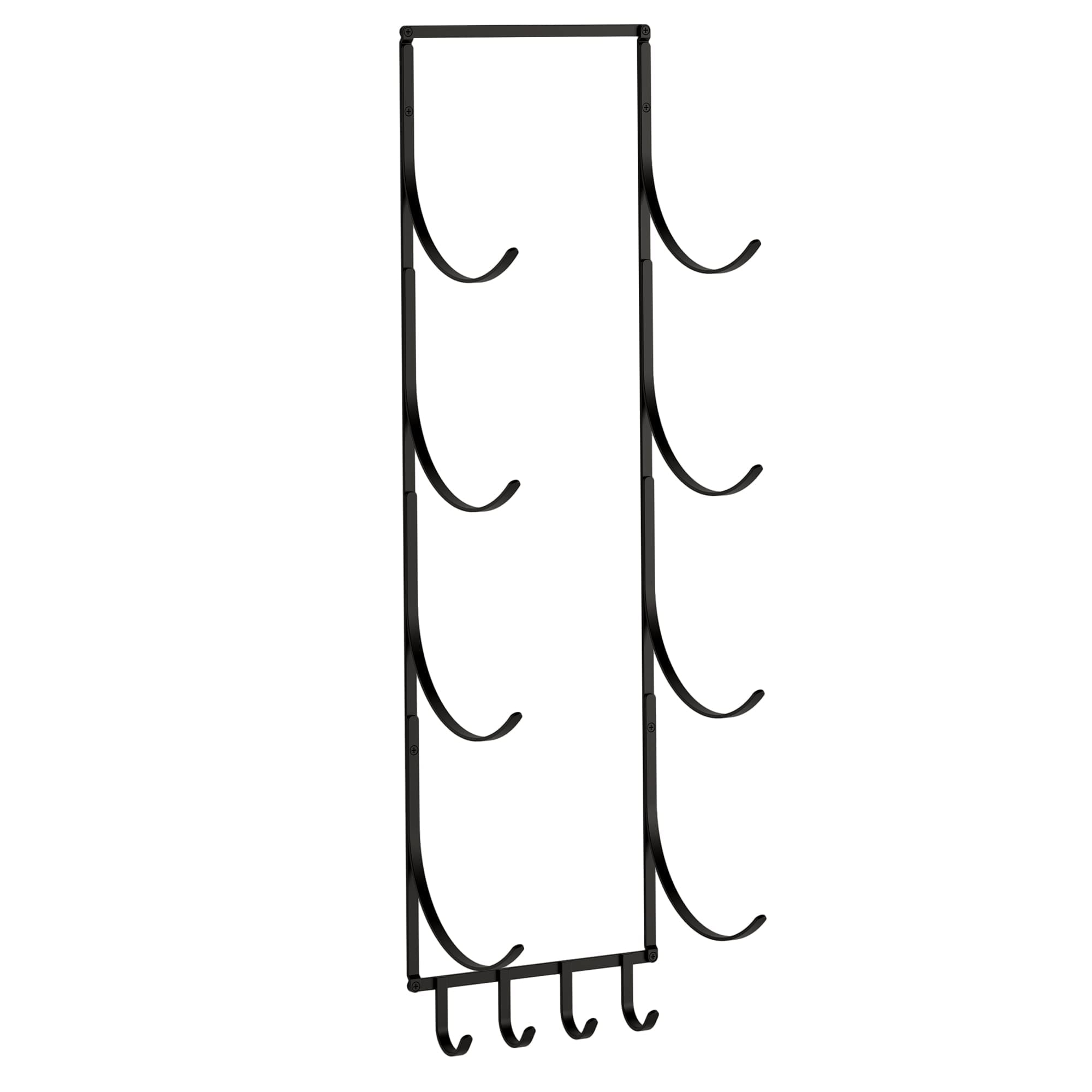 You Have Space Tulum Yoga Mat Holder, Wall Storage Rack for Foam Roller Set, Yoga Mats, Towel Rack with 4 S Hooks, 4 Sectional, Metal, Black, Gray