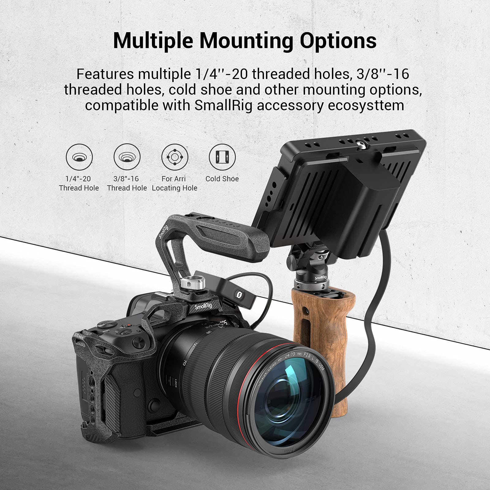 SmallRig R5 R5 C R6 Cage Kit for Canon EOS R5 R5 C R6 Mirrorless Camera with Top Handle and Dedicated Cable Clamp, Aluminum Alloy Cage for Canon EOS R5 R6 R5 C Camera