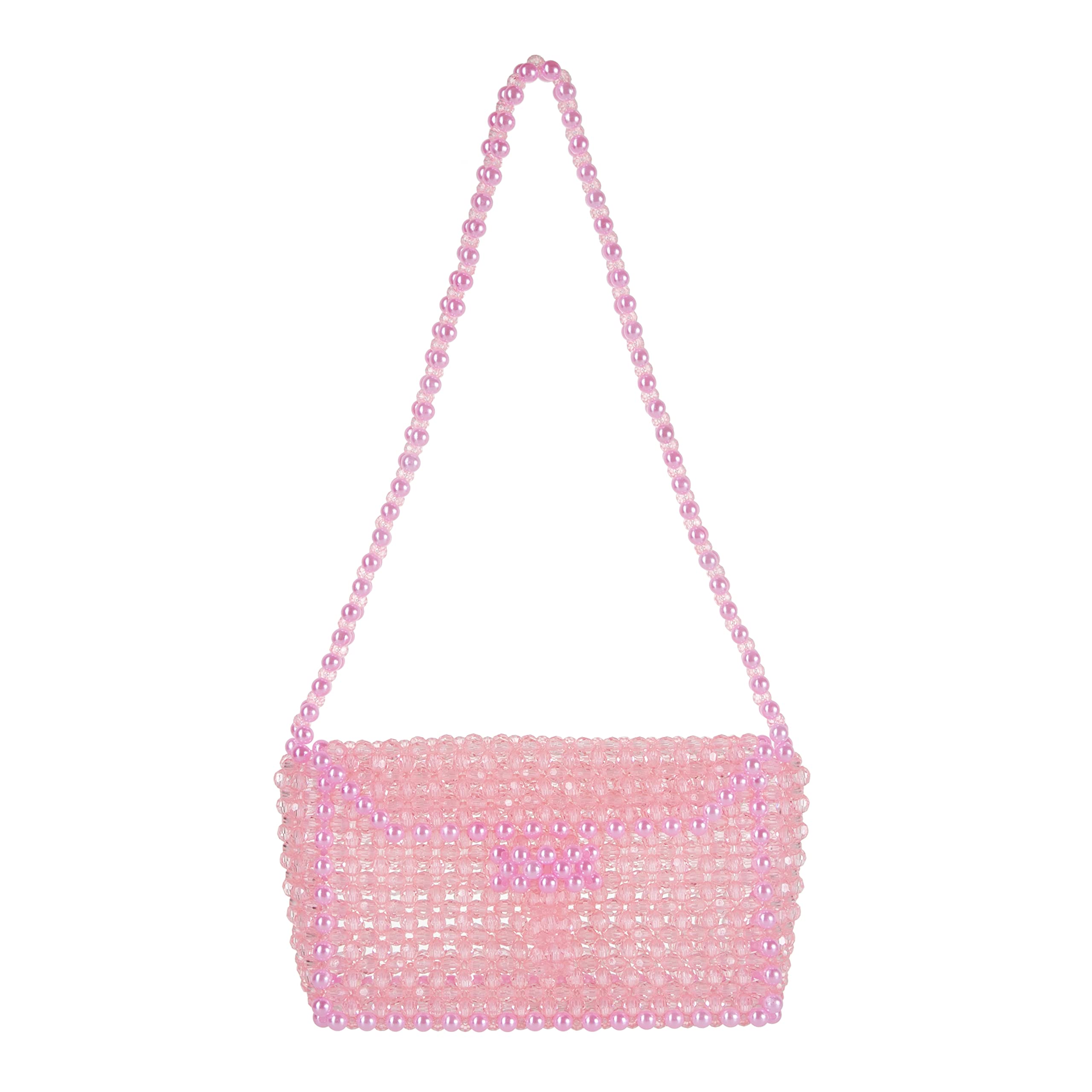 YUSHINY Women Acrylic Diamond Bead Transparent Shoulderbag Evening Shiny Message Bag for Girls (White)