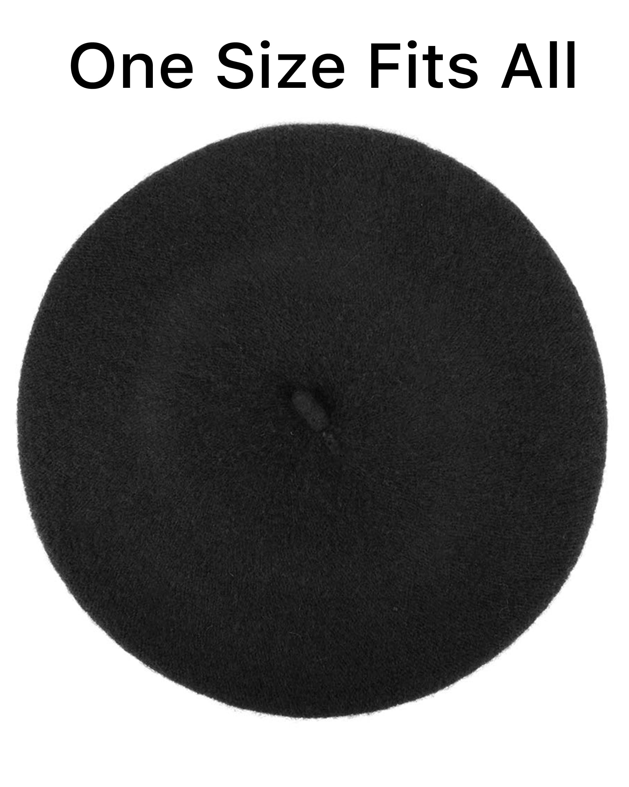 Parquet Solid Color French Wool Beret. Classic French, Casual and Chic Lightweight Black