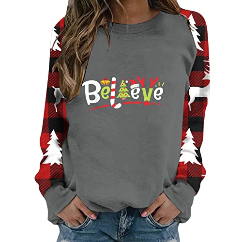 YYQXIiyty Womens Loose Casual O Neck Sweatshirt Fashion Christmas Printing Comfortable Top Autumn Long Sleeve Cute Pullover