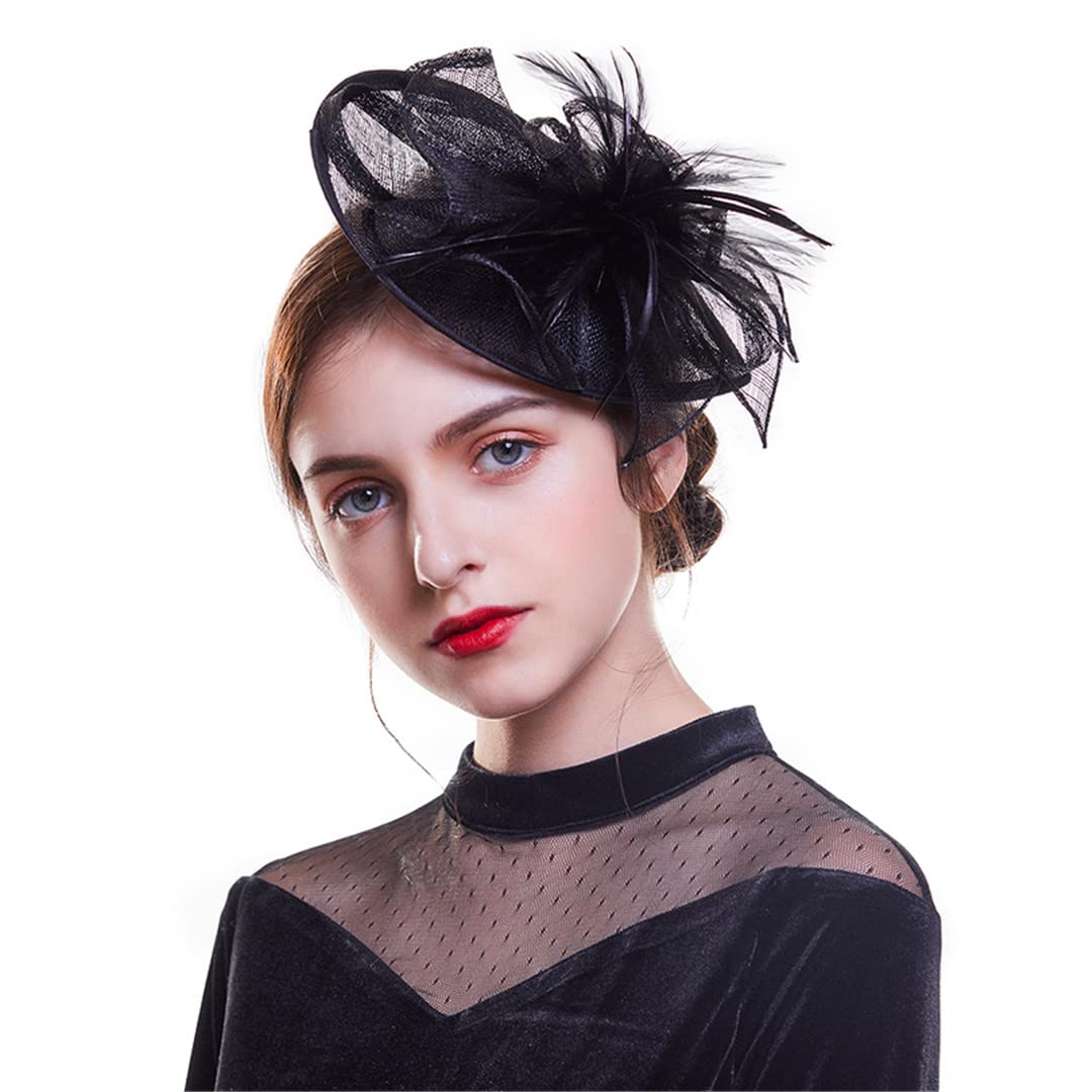 Wedding Cocktail Hat Formal Net Yarn Feather Hat Ladies Party Church Hat Girl Accessories White