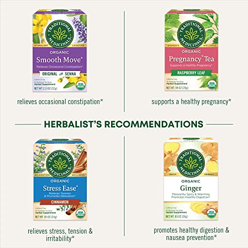 Traditional Medicinals Tea, Organic Raspberry Leaf, Eases Menstrual Cramps, Supports a Healthy Pregnancy, 48 Tea Bags (3 Pack)