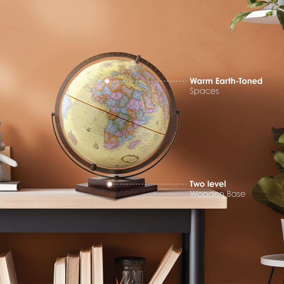 Replogle Globes Revolution Globe - 12 inch Antique Style Globe with Stand - Current & Updated with 1000's of Locations - Gyromatic Full Swing Movement - Decorative World Globe for Home & Office