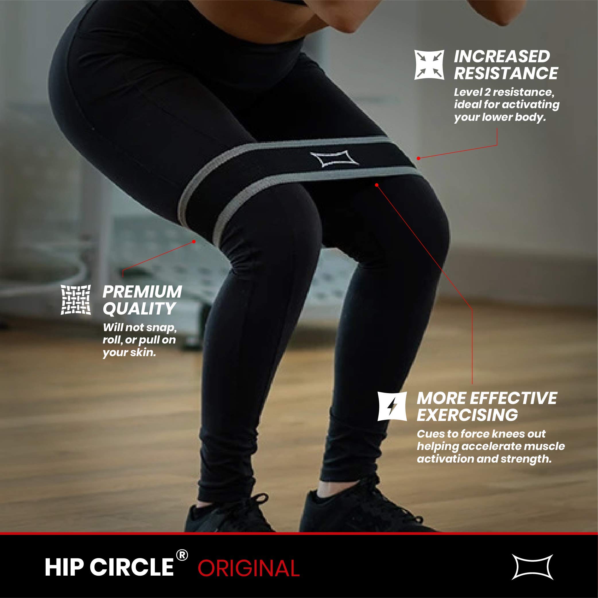 Sling Shot Original Hip Circle Fabric Resistance Band for Exercising โ Lower Body Activation, Dynamic Warm Ups and Glute Activation (Level 2 Tension, Grey/Black, Large)