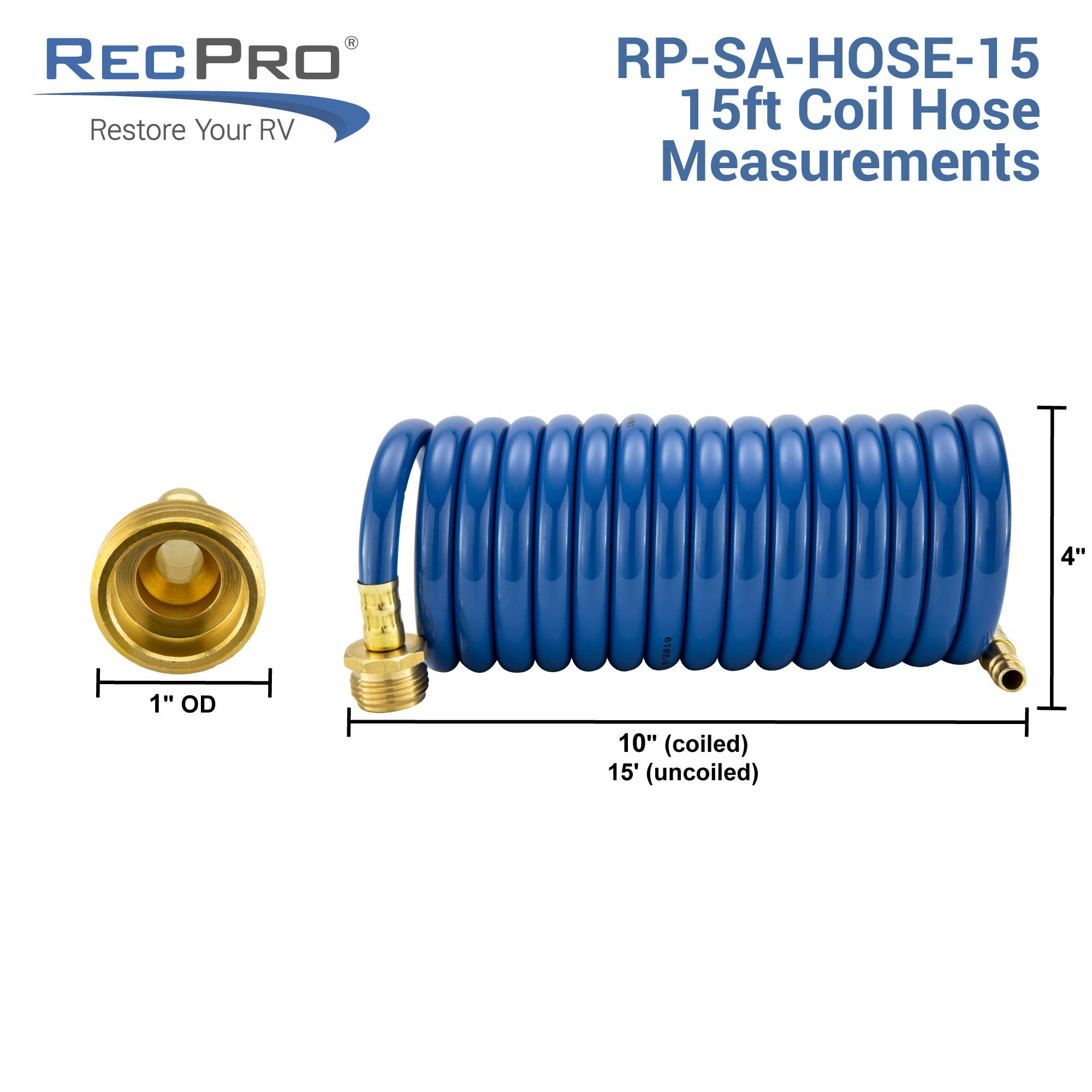 RecPro RV Exterior Spray Port Hook-Up Connector | Optional Hose with Sprayer or Quick Connector | RV Exterior Shower Port (Black, 15' Hose and Sprayer)