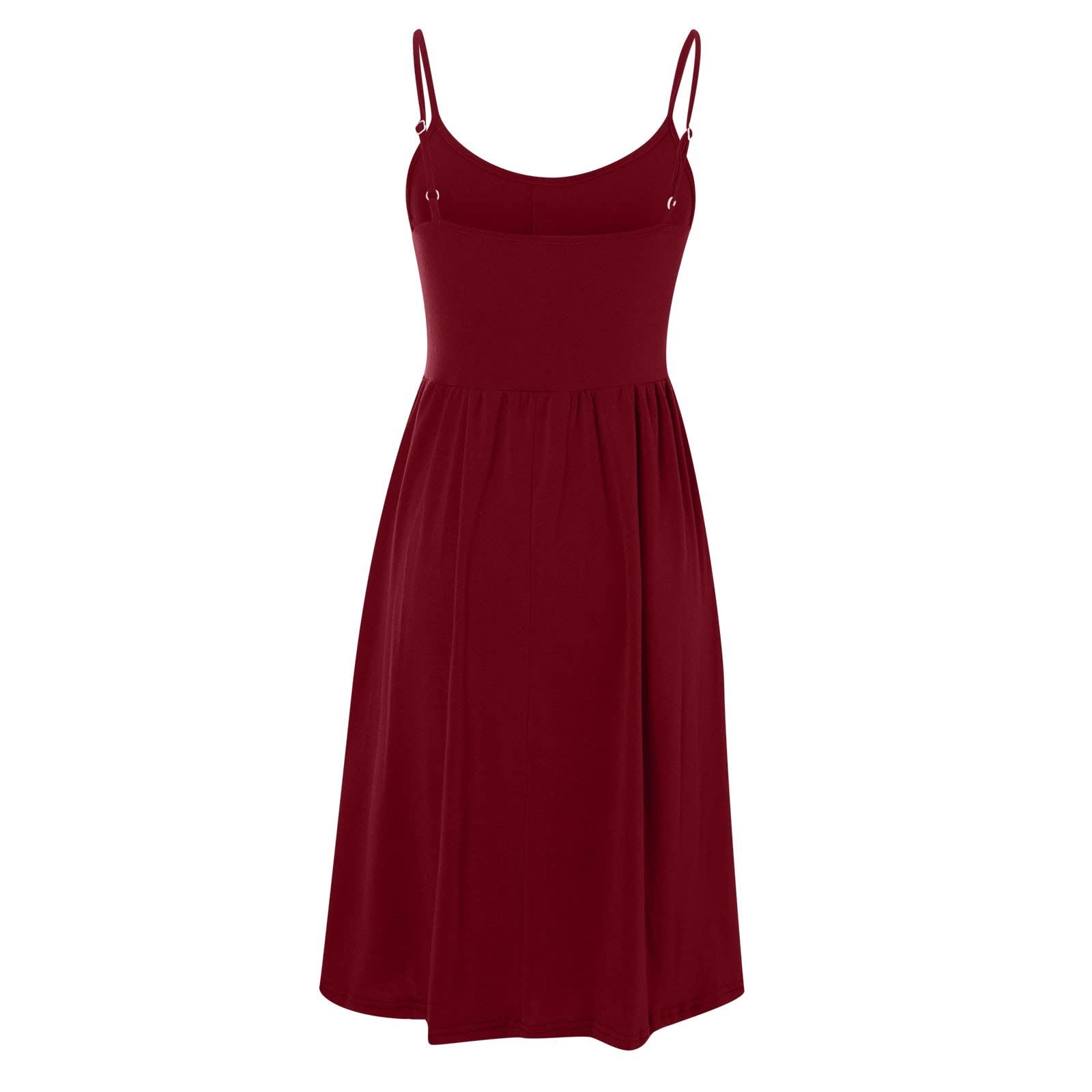 YMUQEIGH Women's Casual Beach Summer Dresses Solid Color A-Line Spaghetti Strap Button Down Sundress Sexy V Neck Midi Dress