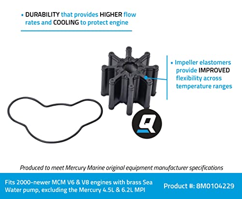 Quicksilver 8M0104229 Water Pump Repair Kit for V-6 and V-8 Powered MerCruiser Stern Drives