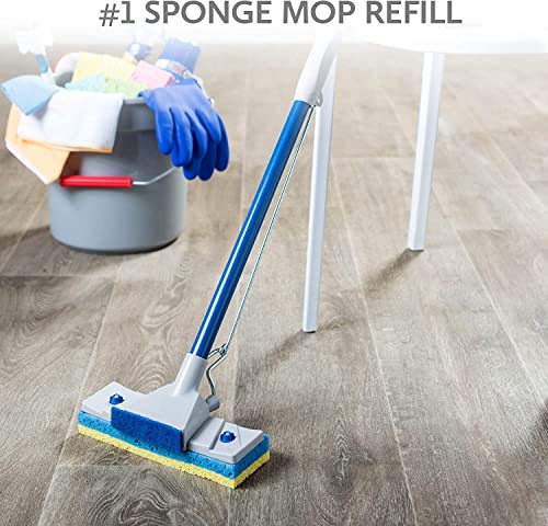 Quickie Sponge Mop Refill Type S [Set of 4] Sponge Mop Head Replacement - Quickie Mop Pads Refills 9X2.75 Inch - Quickie Mop Replacements #045 - Made in USA - Bundled Eraser Cleaning Pad