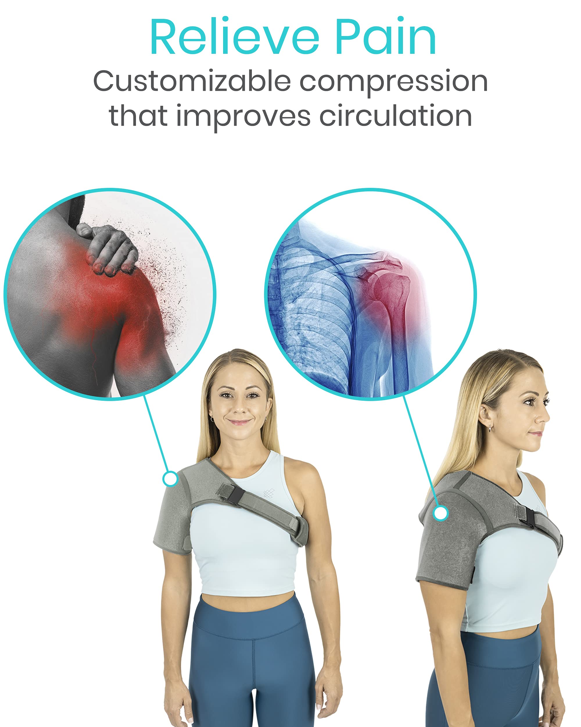 Vive Shoulder Brace - Rotator Cuff Compression Support - Men, Women, Left, Right Arm Injury Prevention Stabilizer Sleeve Wrap - Immobilizer for Dislocated AC Joint, Labrum Tear Pain (Black, Small)