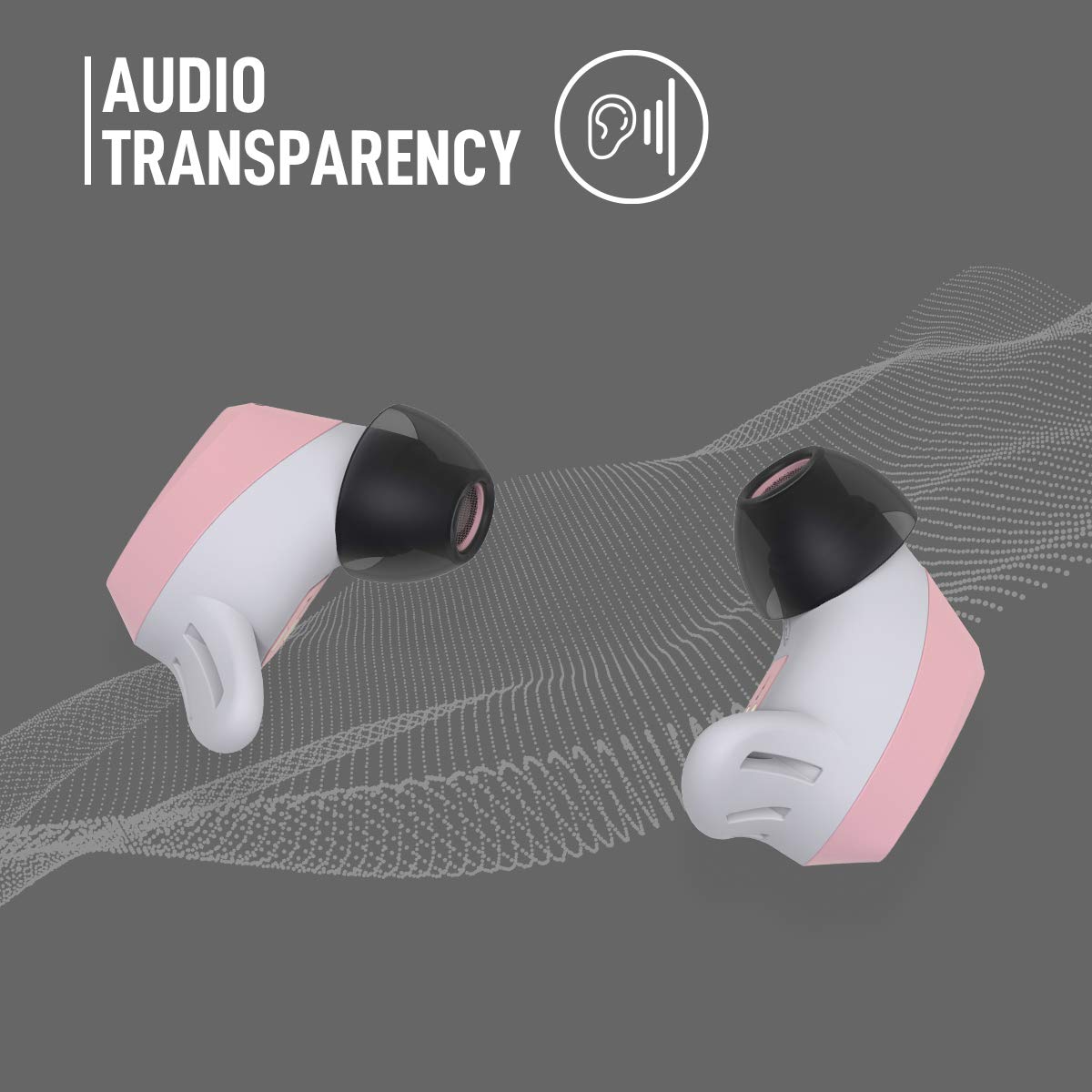 Soul S-FIT True Wireless Earbuds - Waterproof, Shock-Resistant Earphones with Customizable Fit, Bluetooth 5.0, Transparency Mode, and Long Battery Life for Running, Gym, and Outdoor Activities (Pink)