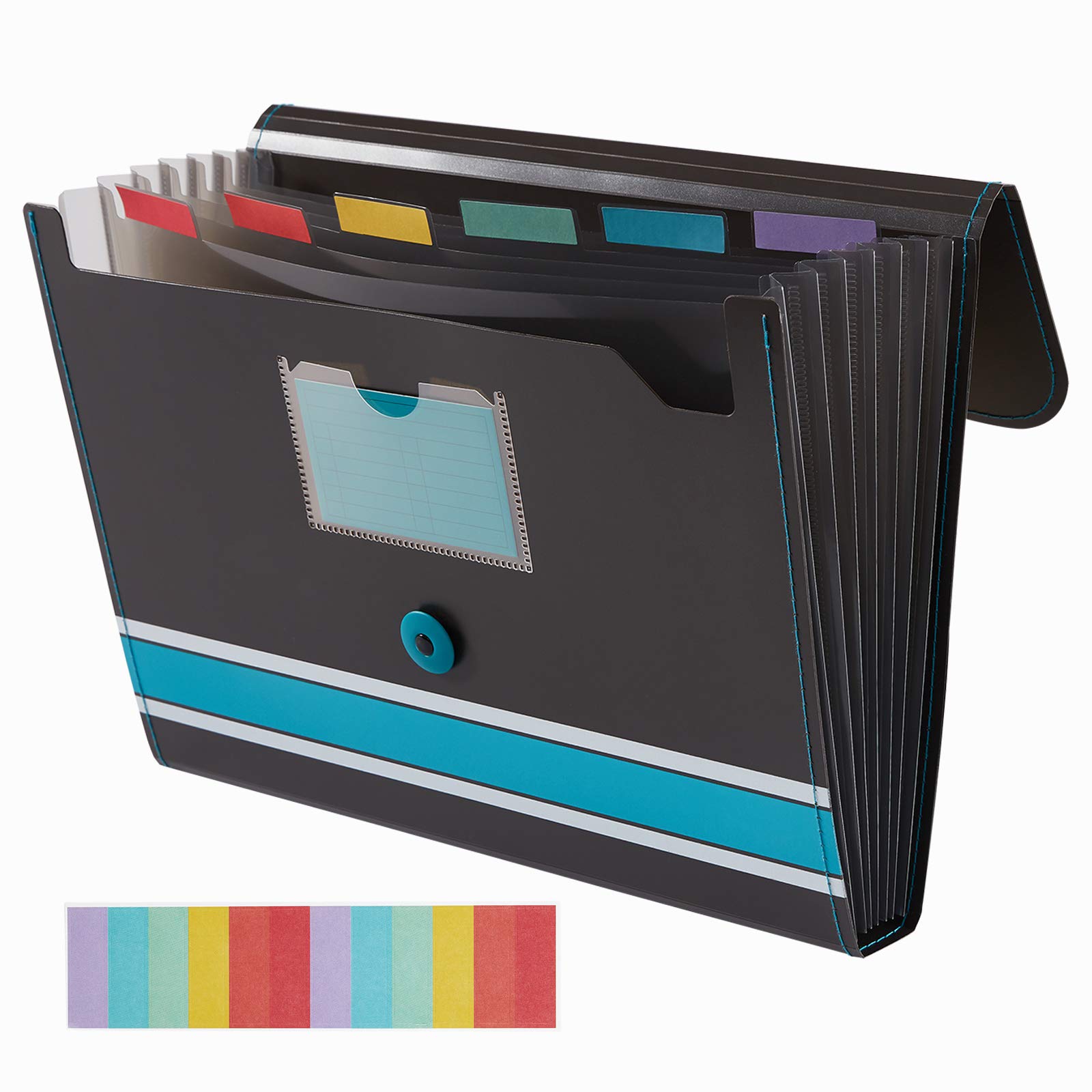 Sooez Expanding File Folder Paper Organizer with Sticky Labels, 7 Pockets File Organizer Accordion File Organizer, Letter/A4 Paper/Document Folder Organizer, File Folder Organizer File Holder, Blue