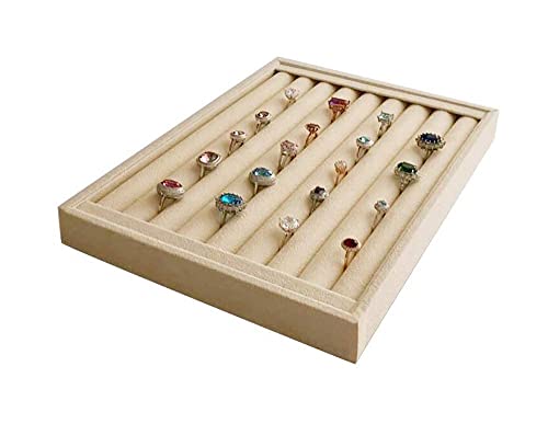 Svea Display Premium Quality Multifunctional Beige Velvet Jewelry Organizer Storage Stackable Trays Home Store Closet Drawer Dividers Ring Tray