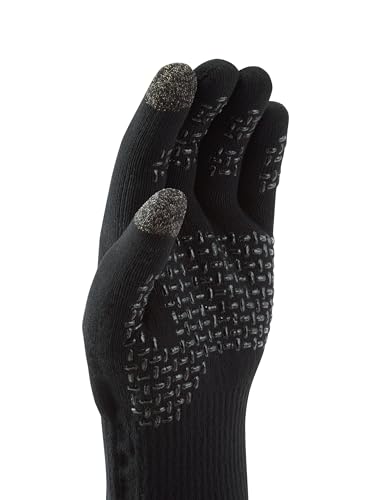 SEALSKINZ Unisex Waterproof All Weather Ultra Grip Knitted Glove, Black, Medium