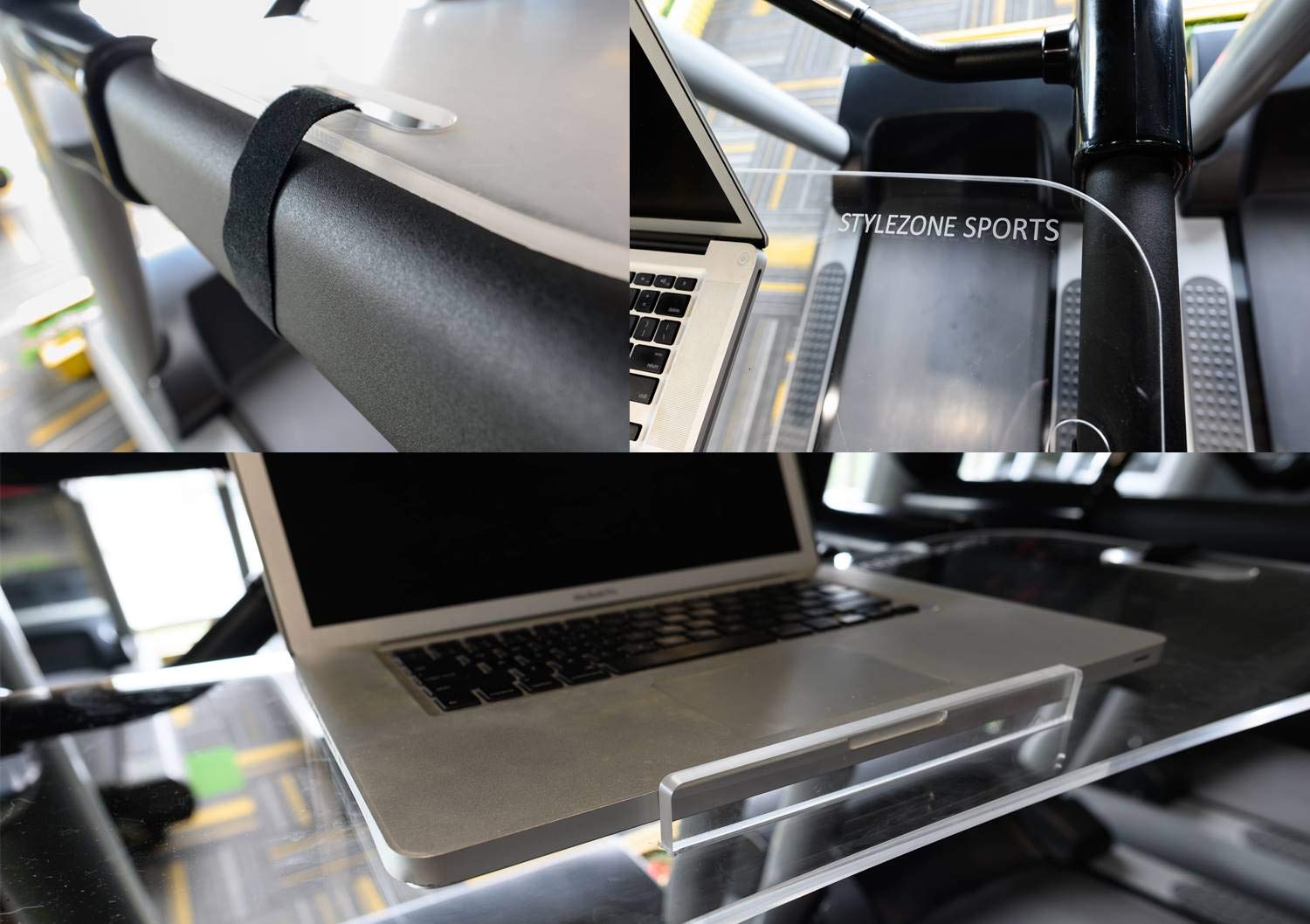 Stylezone Treadmill Laptop Computer Desk Setup Acrylic Laptop Computer iPad MacBook Book Holder and Stand on Treadmill Workstation with Protective Stop Block Curvy