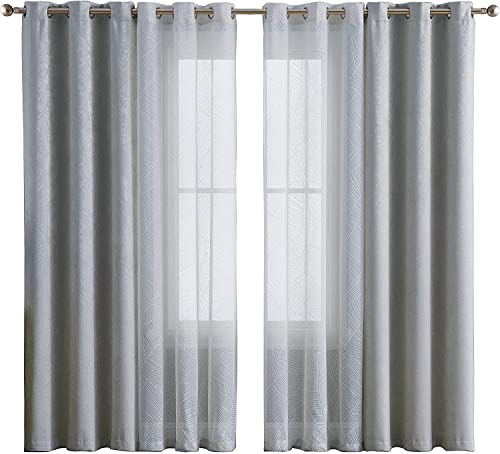 VCNY Home - Panels, 4-Piece Curtain Set with 2 Sheer & 2 Blackout Panels with Metal Grommet Top, Stylish Home Decor (Hudson Grey, 76" x 96")