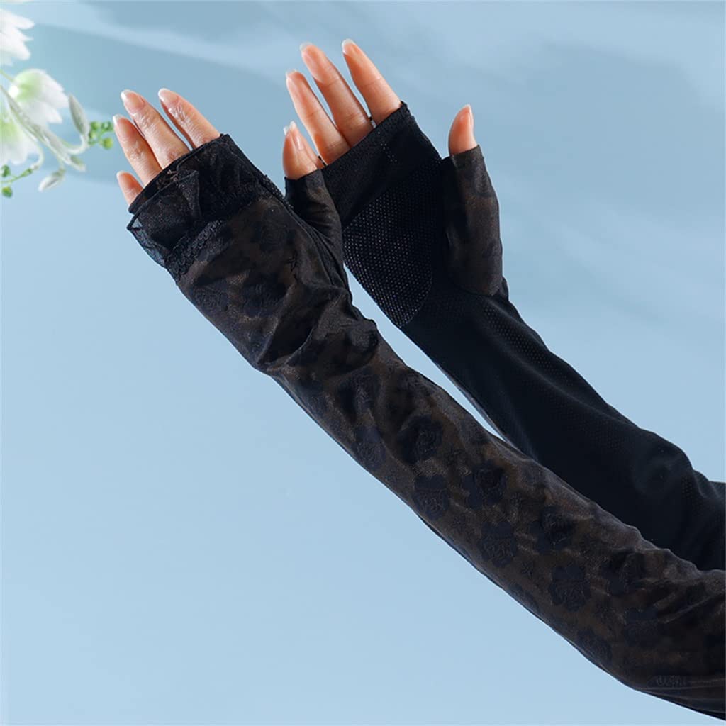 XWWDP Ice-Sleeve Women's Summer Thin Sleeves Driving Arm Sleeves Half-Finger Ice Silk Outdoor Riding (Color : C, Size : 55 * 22cm)