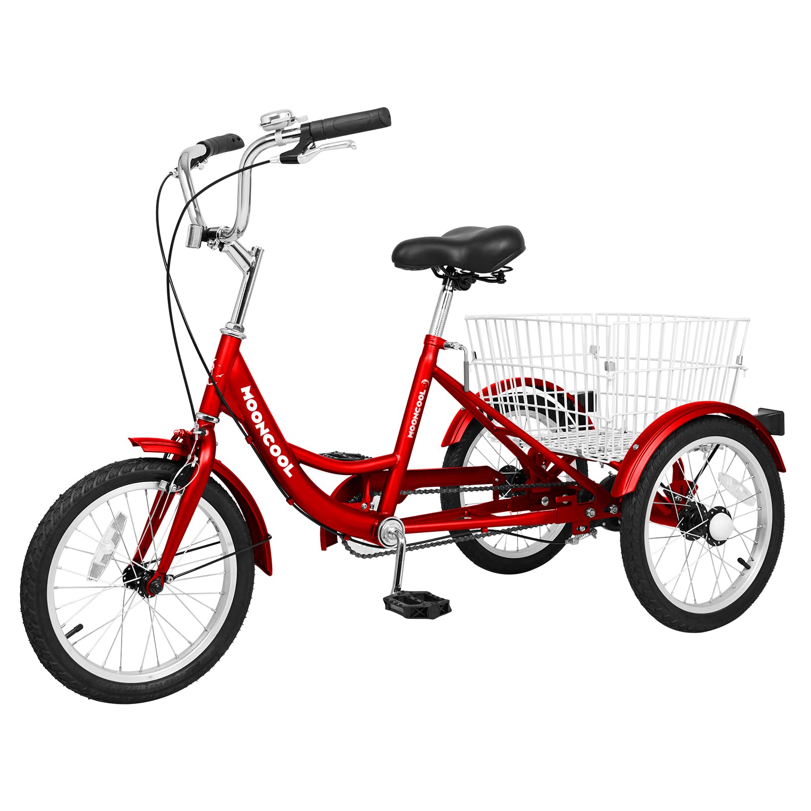 Slsy 16 inch Tricycle Trike Bike Perfect for Beginner Riders, Single Speed 3 Wheel Bikes, Three-Wheeled Bicycles with Adjustable Height and Rear Basket