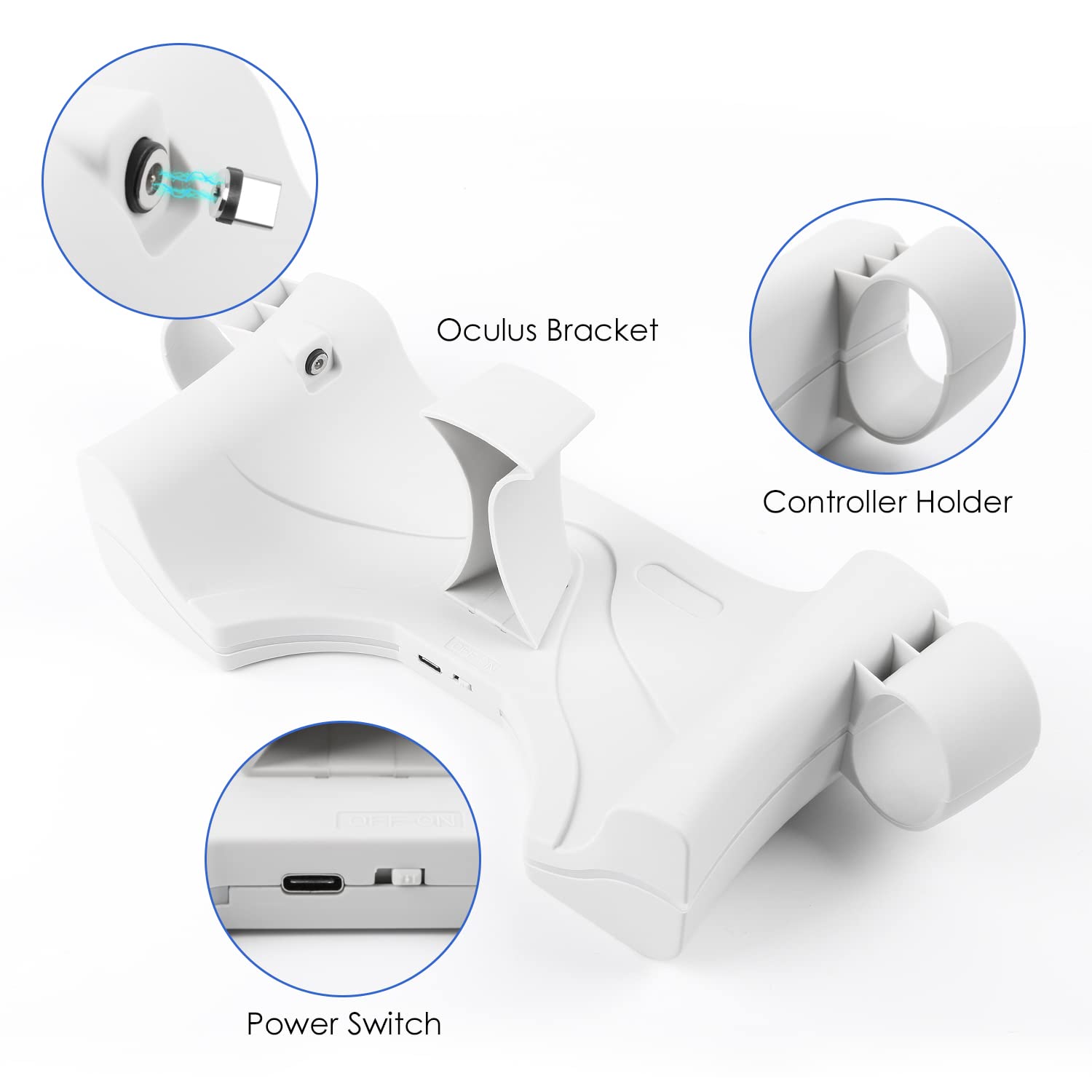 ZyberGears VR Charging Dock for Meta Quest 2, Charging Stand for Oculus Quest 2 Accessories, Wall Mount VR Headset Charger Station with USB-C Charge Cable