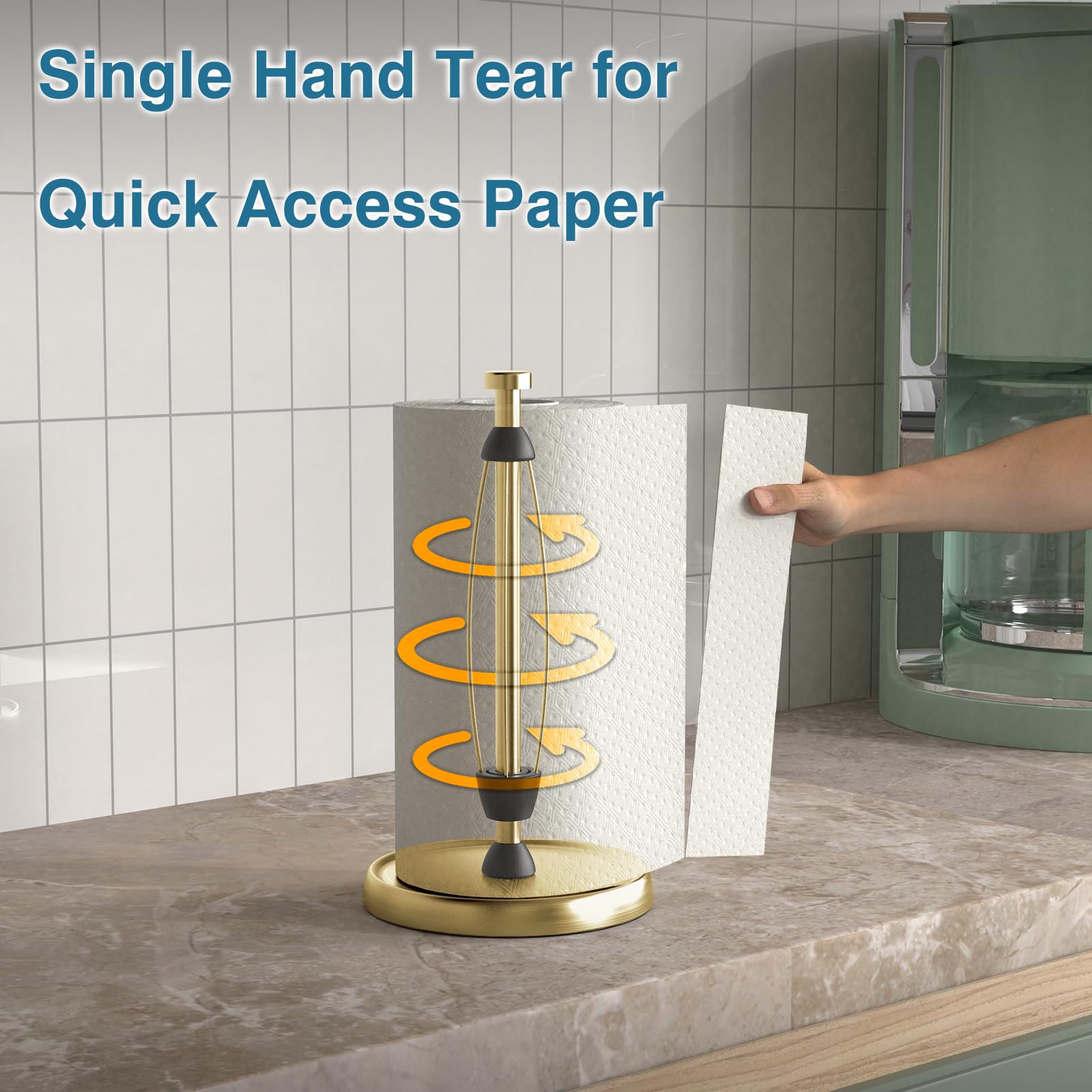 Swaitee Paper Towel Holder Countertop, Black Paper Towel Holder Stand