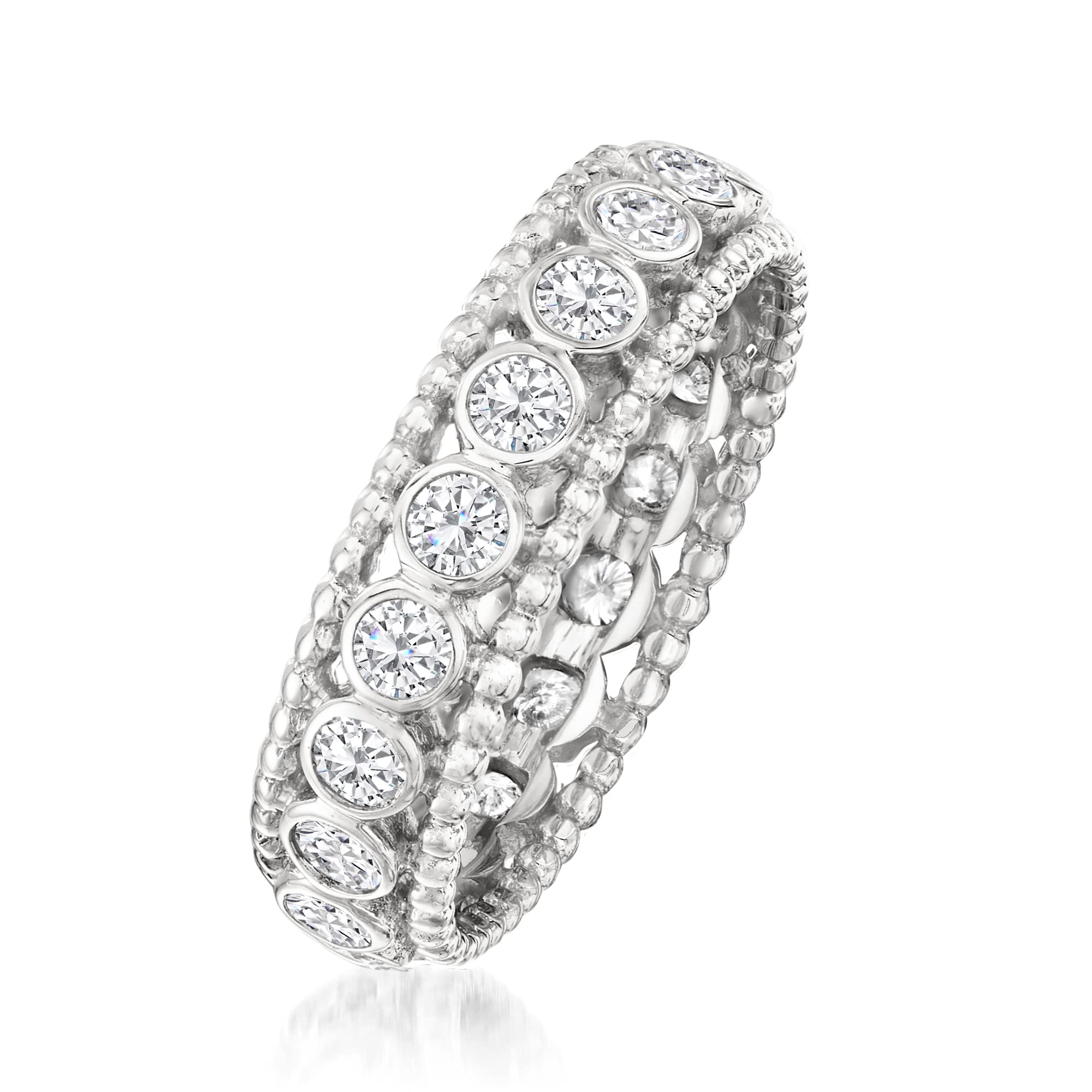 Ross-Simons 1.00 ct. t.w. Bezel-Set Diamond Eternity Ring in 14kt White Gold. Size 7