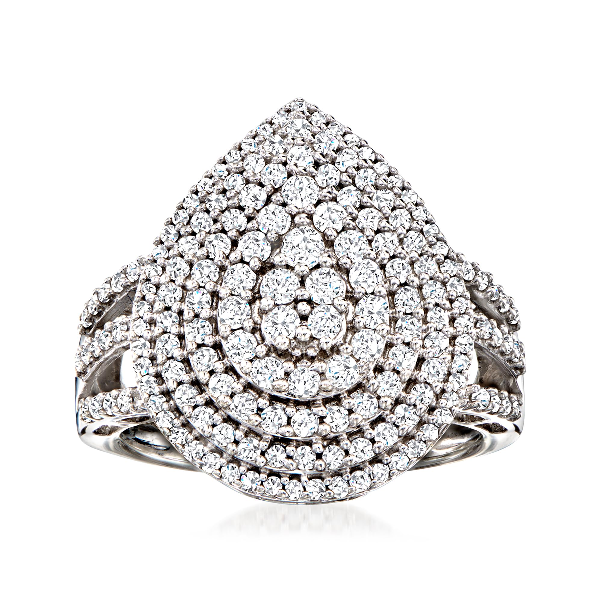 Ross-Simons 1.00 ct. t.w. Diamond Pear-Shaped Ring in Sterling Silver. Size 7