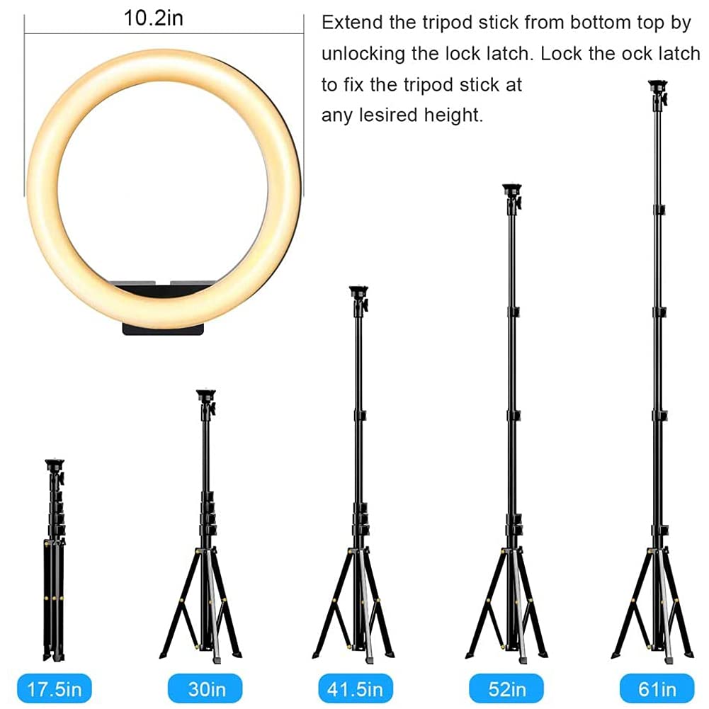 StillCool 10" Selfie Ring Light with 61" Extendable Tripod Stand & 2 Phone Holder for TikTok,YouTube,Vlog,Live Stream,Video Recording,Makeup,Take Photo,Reading,Working, Compatible with iPhone/Android