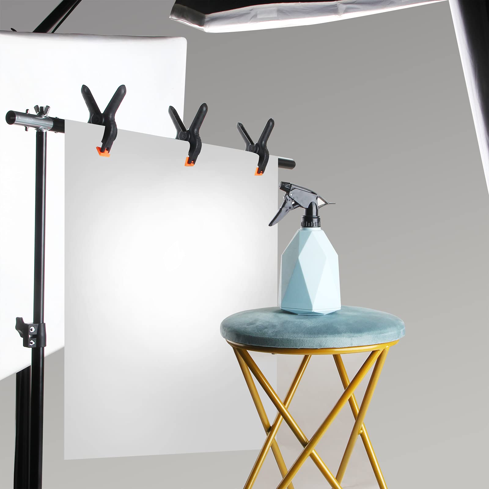T-Shape Backdrop Stand 1.5 x 2m for Parties, BDDFOTO Photo Studio Background Stand System Height-Adjustable Tripod Stand with 4 Backets for Photo Studio Video Photography