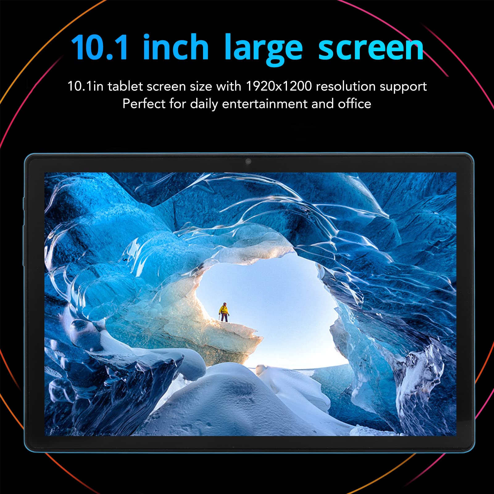 Smart Tablet, 1920x1200 Resolution Tablet, 10.1 Inch Octa Core Processor, US Plug, 100-240V, Portable 8MP Front Camera and 16MP Rear Camera for (Blue)