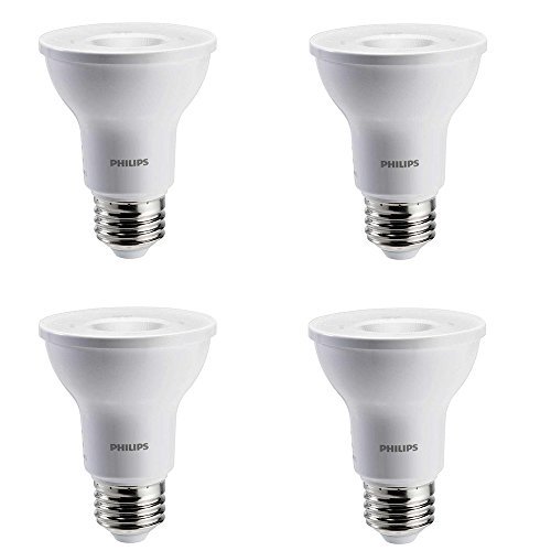 Philips LED Single Optic Dimmable PAR20 35-Degree Spot Light Bulb: 500-Lumen, 3000-Kelvin, 6-Watt (50-Watt Equivalent), E26 Base, Bright White, 4-Pack
