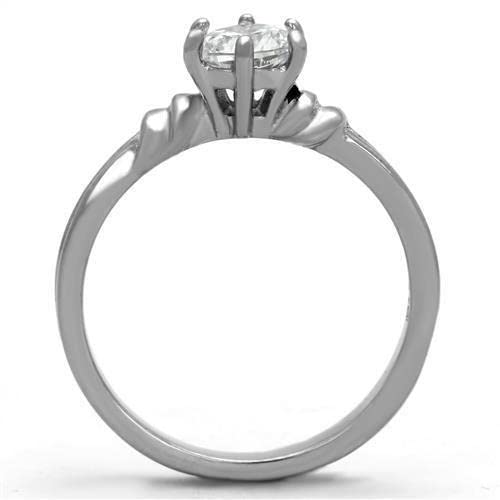 Zawadee TK1431 - High Polished (no Plating) Stainless Steel Ring with AAA Grade CZ in Clear Size 7