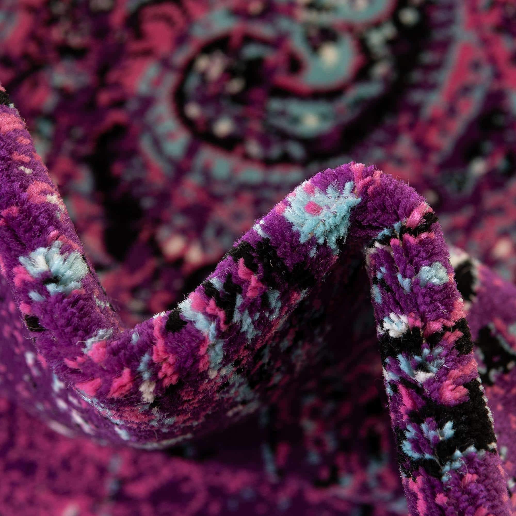 Unique Loom Imperial Collection Paisley, Distressed, Border, Vintage, Modern, Abstract Area Rug, 4 ft x 6 ft Oval, Lilac/Black