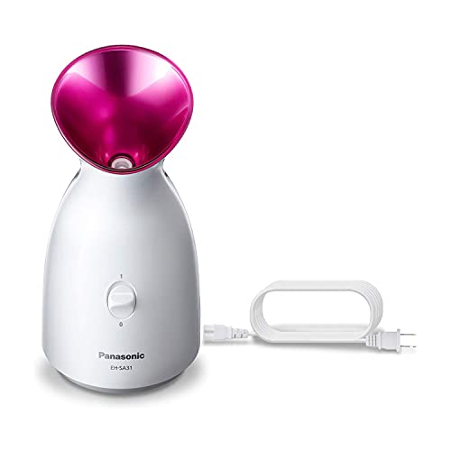Panasonic Nano Ionic Compact Design with One-Touch Operation Facial Steamer with Ultra-Fine Steam - Spa Like Face Steaming At Home to Moisturize and Deeply Cleanse Skin, White / Pink