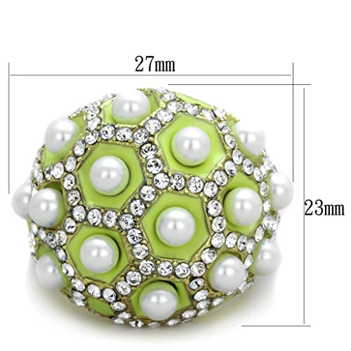 Zawadee TK1636 - IP Gold(Ion Plating) Stainless Steel Ring with Synthetic Pearl in White Size 8