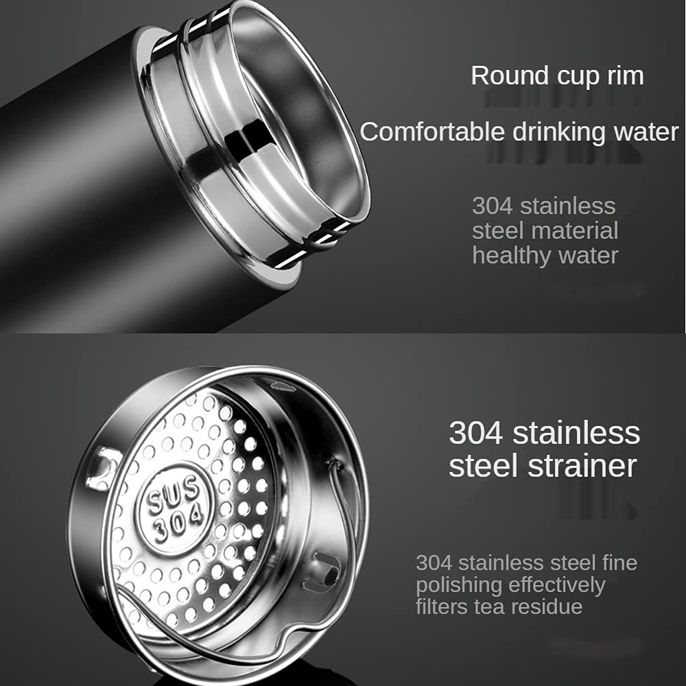 Thermos Cup Coffee Thermos Bottle Coffee mugstainless Steel Cup Vacuum Insulated Cup With temperature display Keep Drinks Hot or Cold Water Bottle, Tea Infuser Bottle (Silver 500ML)