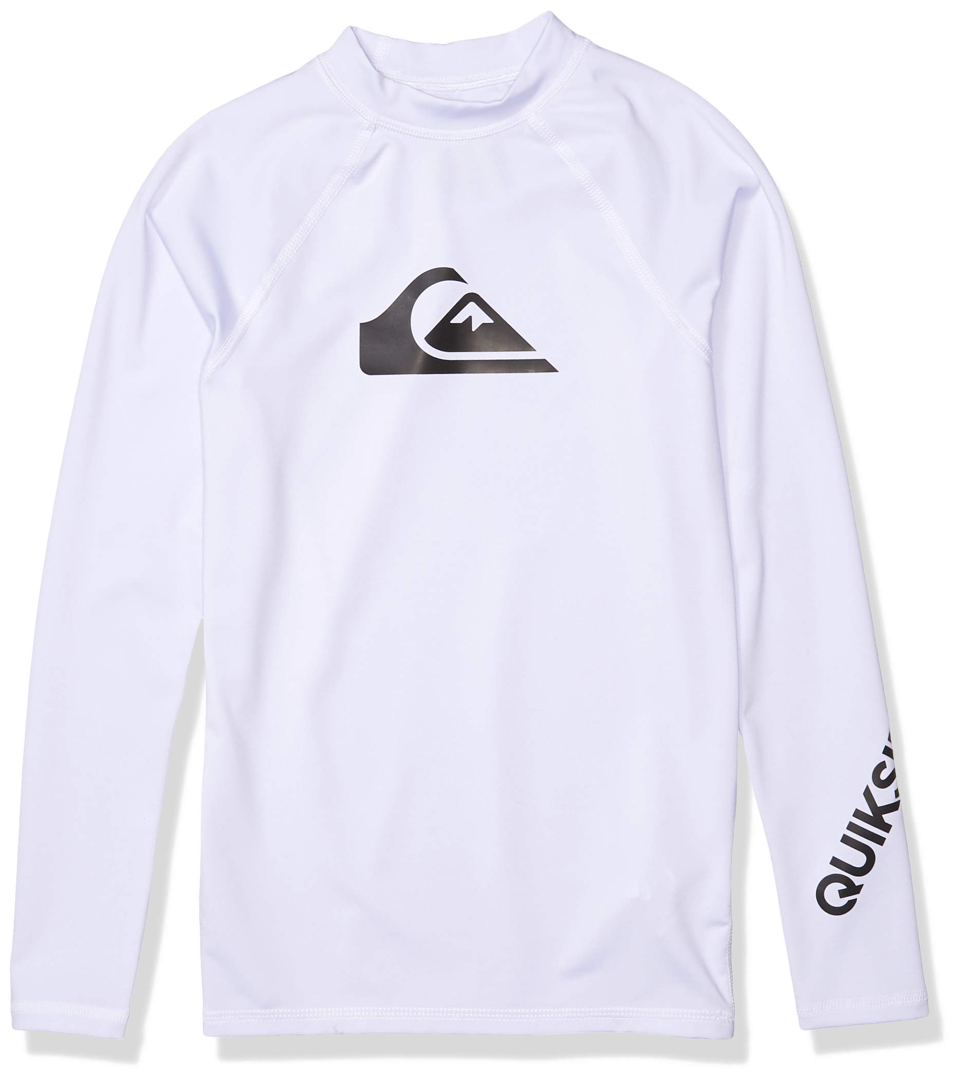 Quiksilver boys All Time Long Sleeve Youth Rashguard Surf Rash Guard Shirt, White, Medium US