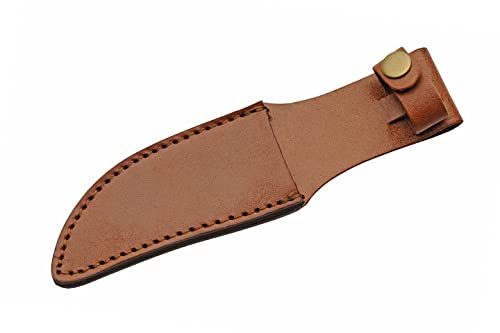 SZCO Supplies 203443-8 Wood Handled Upsweep Outdoor Hunting Knife with Leather Sheath, Black, 8.25" Length
