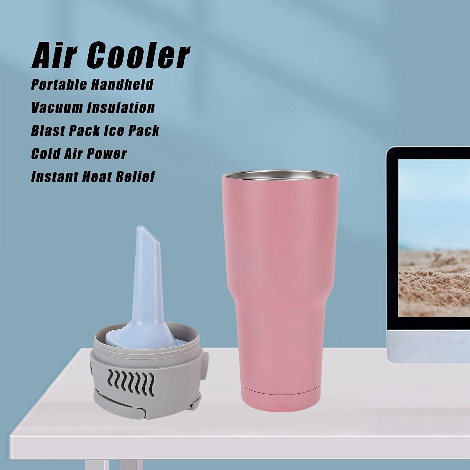 Yuecoom Personal Air Cooler, Portable Handheld Vacuum Insulated Cold Air Powered Refrigeration Straight Cup Personal Cooling Portable Aircon Mobile Cool Down System