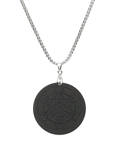 SZFMSWE shungite stones pendant necklace metatron cube
