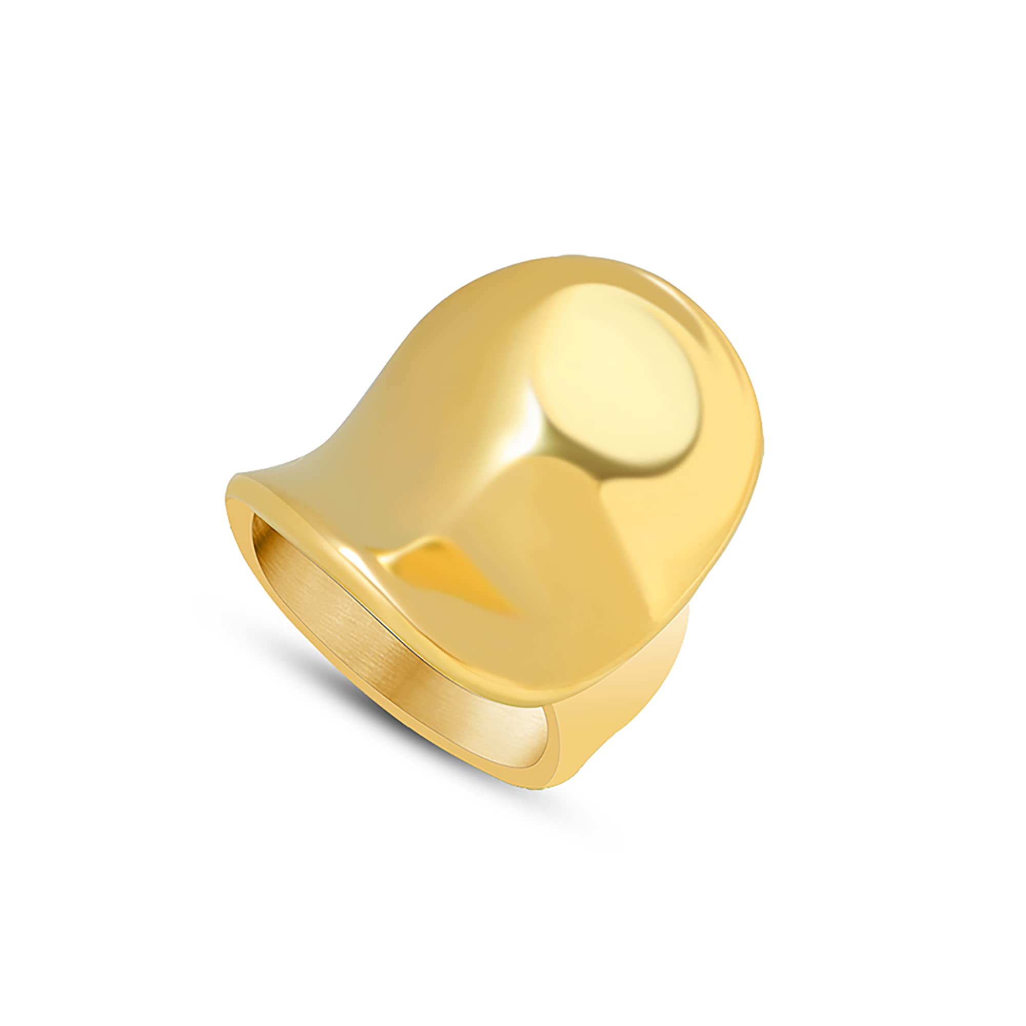 venuspearl Gold Rings Wedding Bands for Women 18K Plated Adjustable Open Ring Statement Jewelry Size 7-8 (Style B Gold)