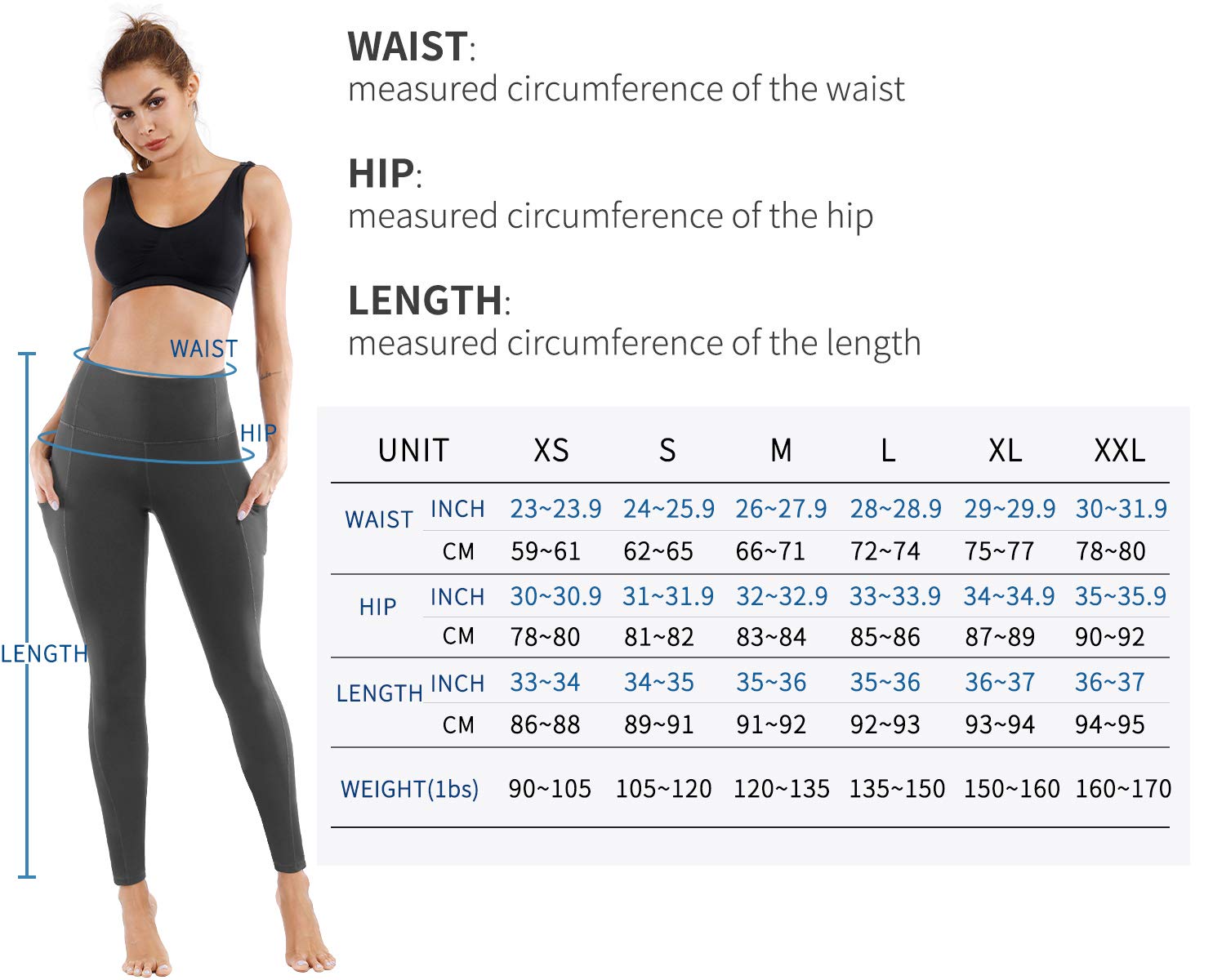 PHISOCKAT 2 Pack High Waist Yoga Pants Women with Pockets, Tummy Control Leggings for women, Workout 4 Way Stretch Leggings