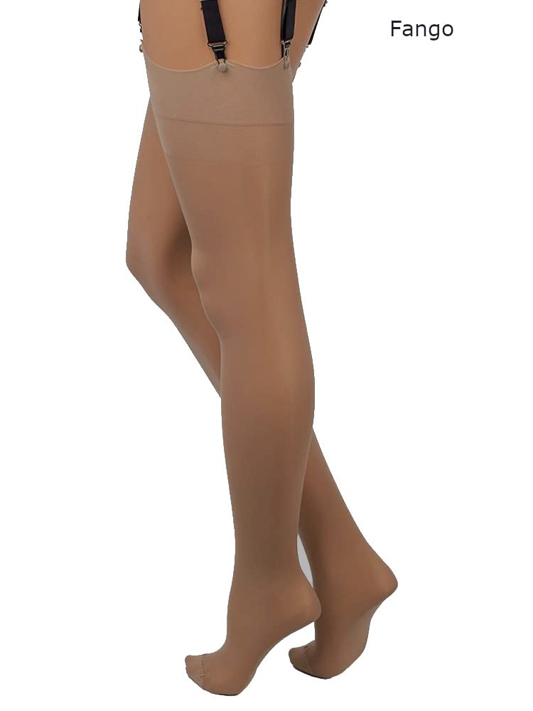 Trasparenze Sara All Sheer Stockings with Signature Logo - Made in Italy (Black, Large)