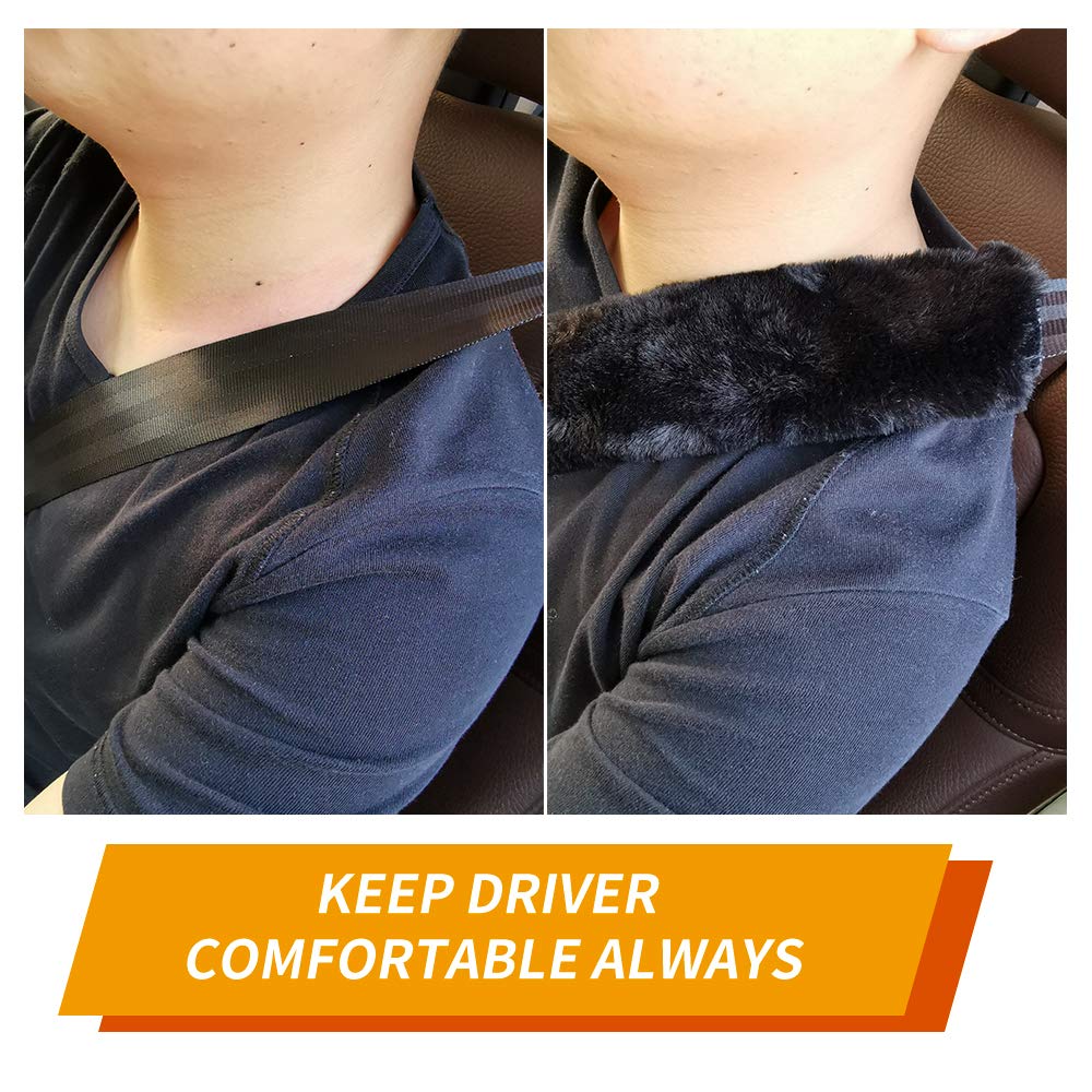 Seatbelt Pillow,Car Seat Belt Cover(4PACK),Vehicle Shoulder Pads,Safety Belt Protector,Super Soft Auto Seat Strap Headrest Neck Support Pillow for Kids,Hand Grip(Black)