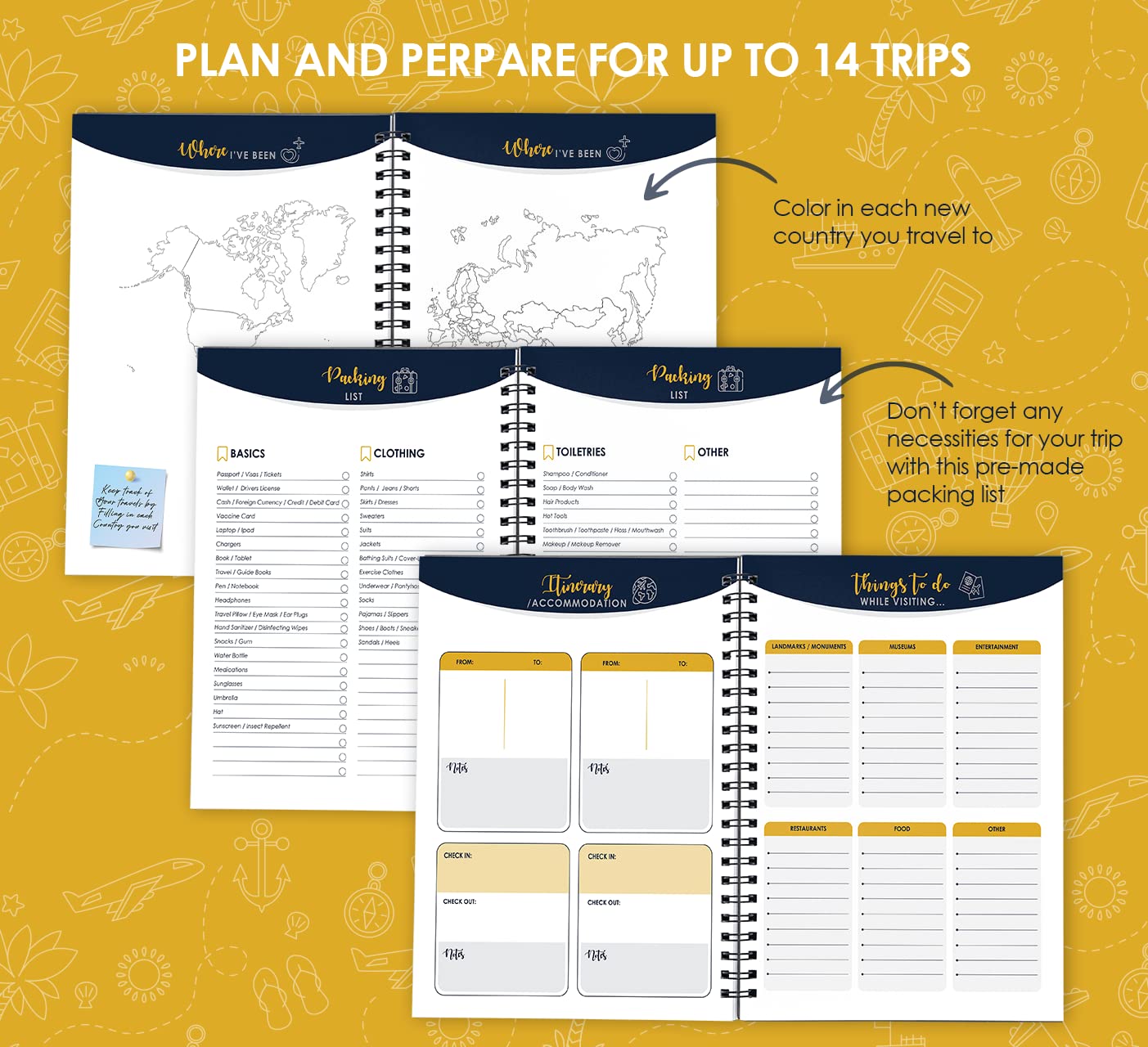 Travel Journal for Women- Vacation Planner- Travel Packing List- Travel Notebook with Budget Sheet, Diary, and Expense Tracker- Travel Journal for Couples-Vacation Journal- Summer Planner- Travel Gift