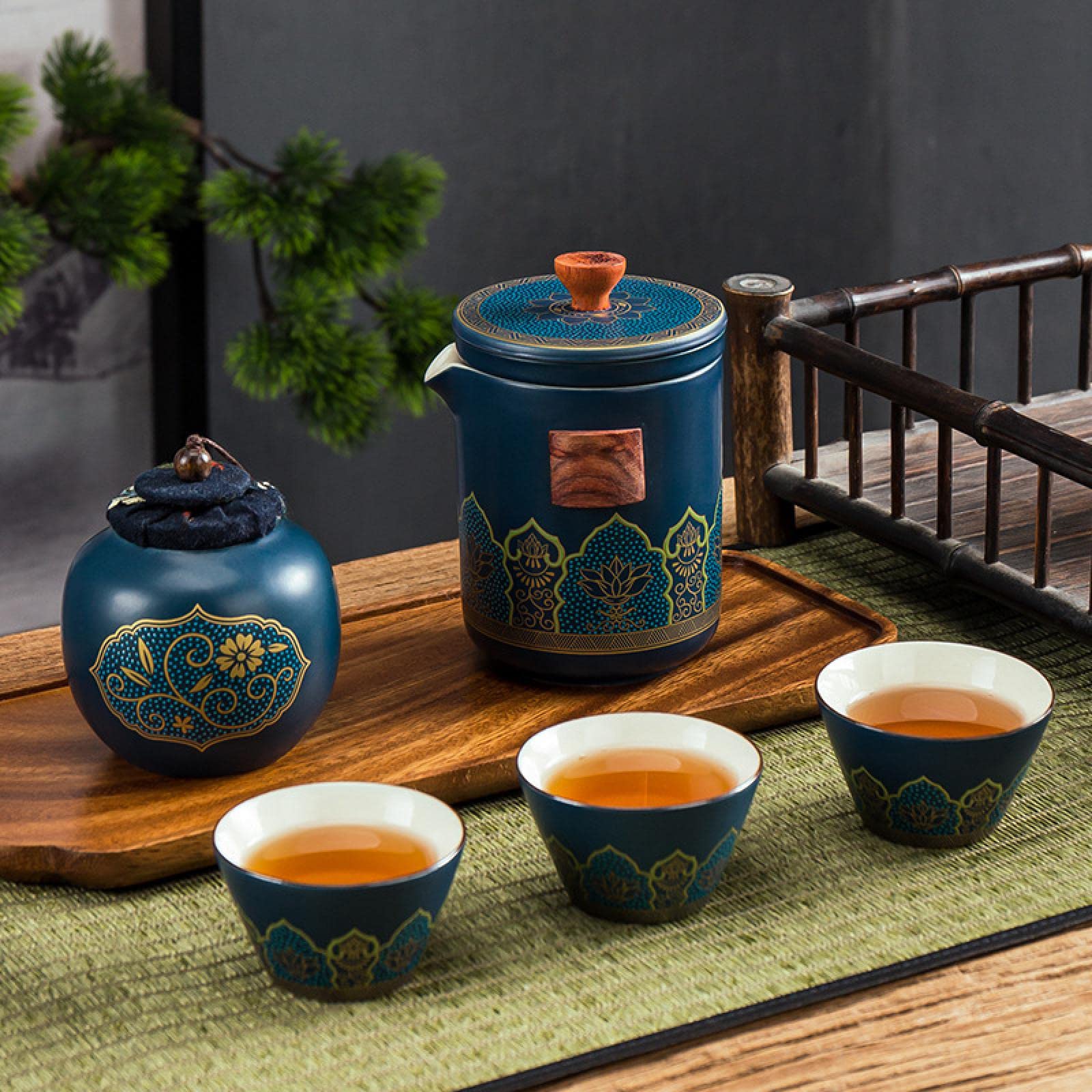 Travel Kung Fu Tea Set Home Simple Bubble Teapot Ceramic Tea Cup Outdoor Camping Tea Tray Portable Bag