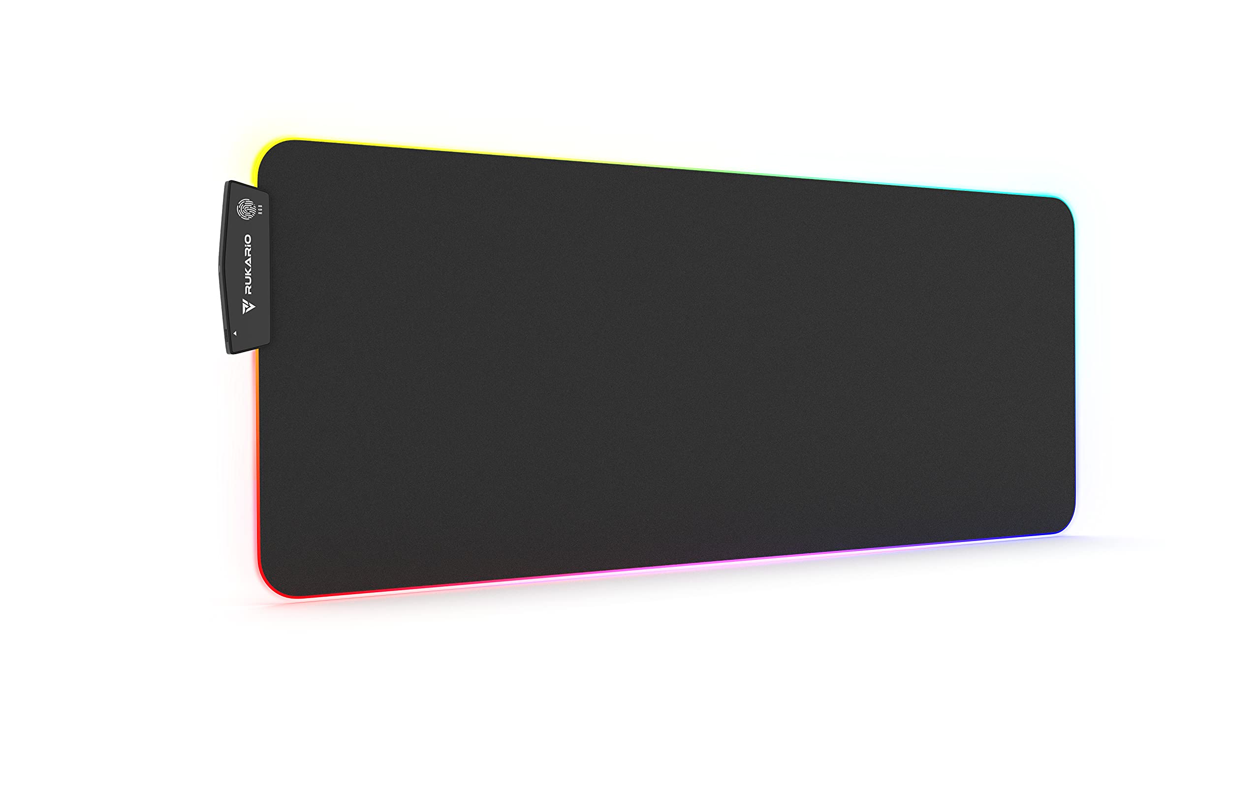 Rukario White RGB Gaming Mouse Pad | 15 Lighting Modes | Soft & Smooth Microfiber | Waterproof | Extra Large Mousepad 31.5 x 11.8 inches | Glowing LED Extended Mousepads | XL XXL Computer Desk Mat