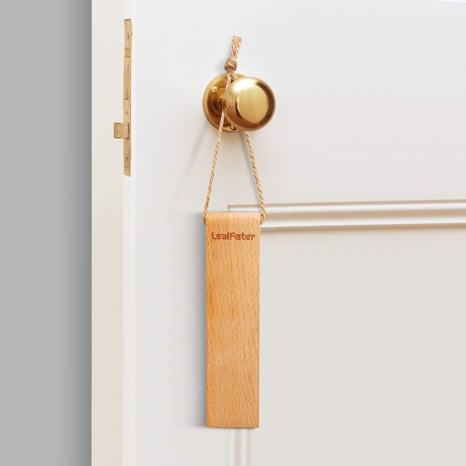 Security Large Soild Wood Door Stopper, Non-Slip Door Stops with Premium Heavy Duty (1 Piece, Walnut)
